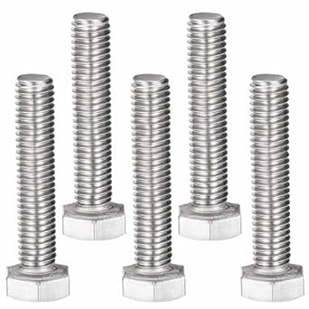 MroMax 5Pcs M8 x 40mm Hex Head Screws Bolts, 304 Stainless Steel 18-8 ...
