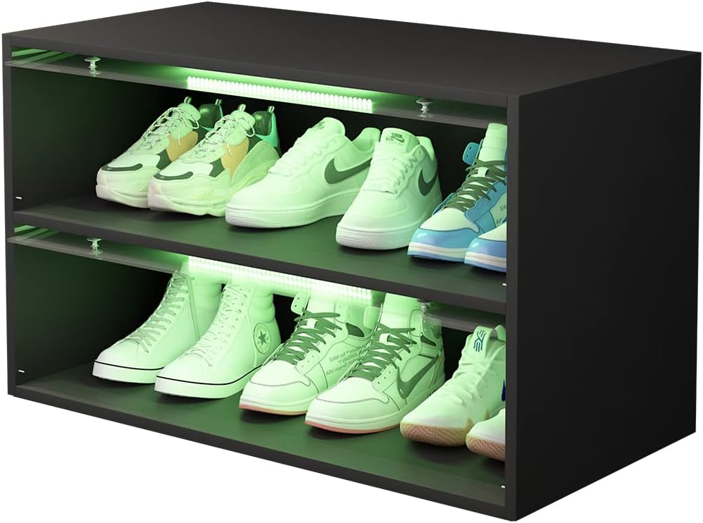 Amazon.com: Modern Shoe Display Case with RGB Led Lights, 31" Wooden ...