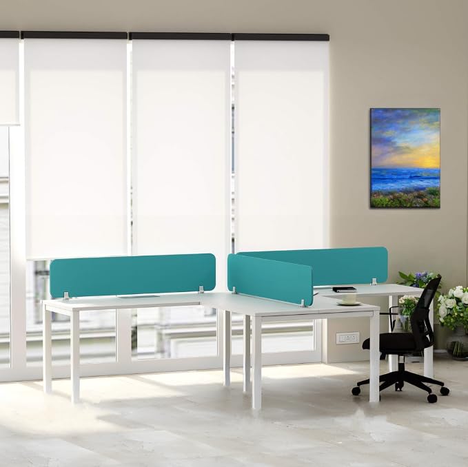 Deskio T-Shaped Workstation with Triple Privacy Screen 300 cm Long ...