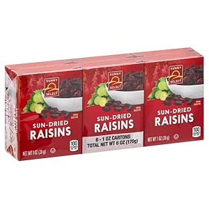 Amazon.com: Sunny Select, Raisins Sun-Dried, 6pk, 1 Ounce : Grocery ...