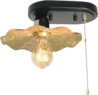 Baiwaiz Vintage Pull Chain Semi Flush Mount Ceiling Lighting, 1-Light ...
