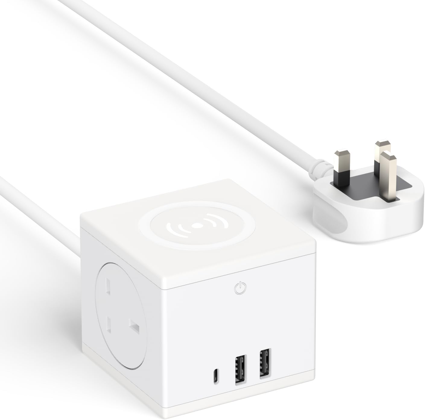 JSVER Cube Extension Lead with USB, 3 Way Power Strip with 3 USB Ports ...
