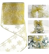 Amazon.com: HUIHUANG Gold Wired Ribbon 2-1/2 inch, Glitter Diamond Wire ...