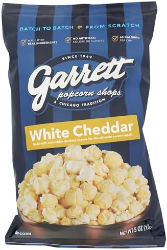 Amazon.com: Garrett Popcorn White Cheddar, 5.0oz, 4 Bags, White Cheddar ...