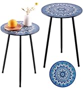 Amazon.com: 2 Packs 13" Metal Outdoor Side Tables Small Black Outside ...