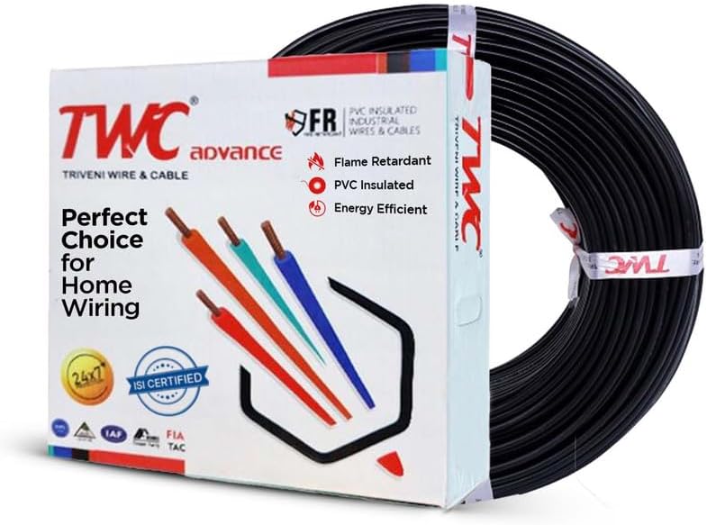 TWC Advanced Single Core Electrical Wire |Black, 90 Meter, 10 SQ.MM ...