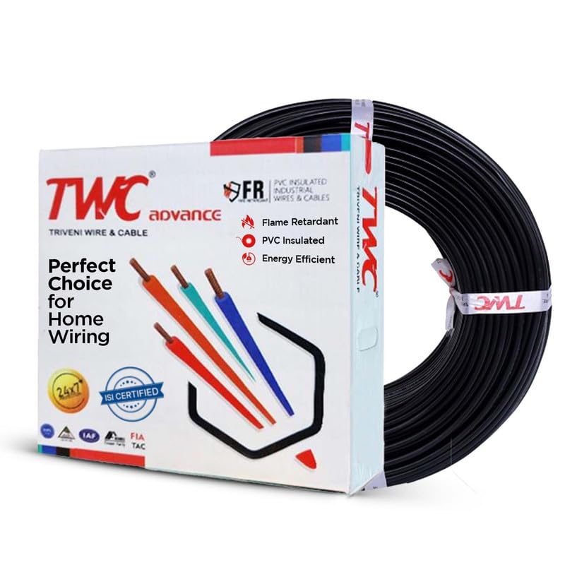 TWC Advance Black 4 SQMM 90 METER | Copper Wire | HRFR (Heat Resistant ...