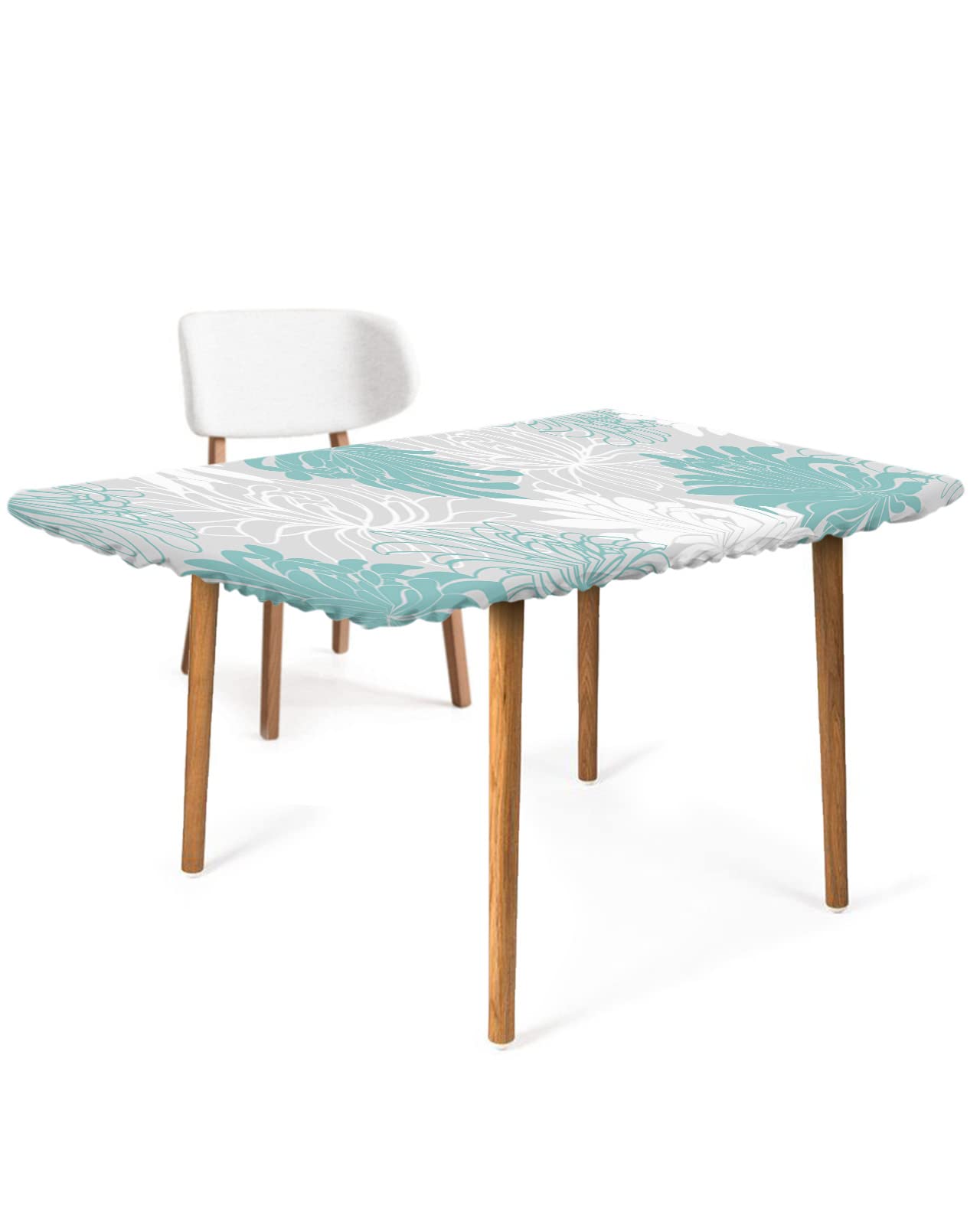 Amazon.com: Gsypo Fitted Square Table Cover, Cyan Abstract Floral ...