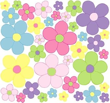 Amazon.com: Pastel Daisy Flower Wall Stickers, Decals, Graphics in ...