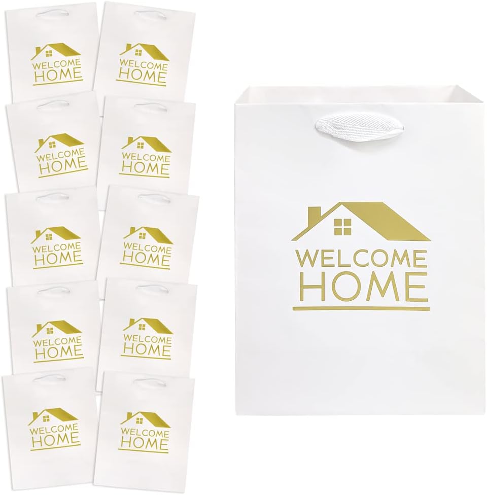 Amazon.com: Welcome Home Foil Stamped Gift Bag, 10 Pack Housewarming ...