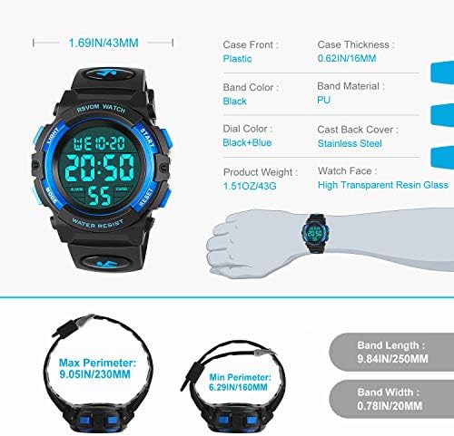 Orologi da bambino per ragazzi, orologio sportivo digitale impermeabile ...