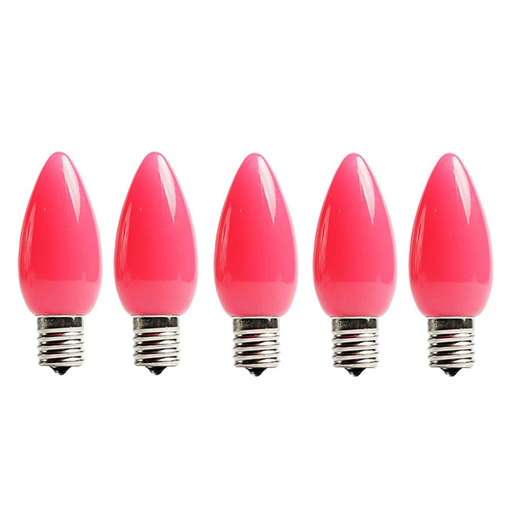 EZLS C9 Pink Opaque SMD LED Bulbs - 5 Pack Smooth Lens Pink Opaque C9 ...