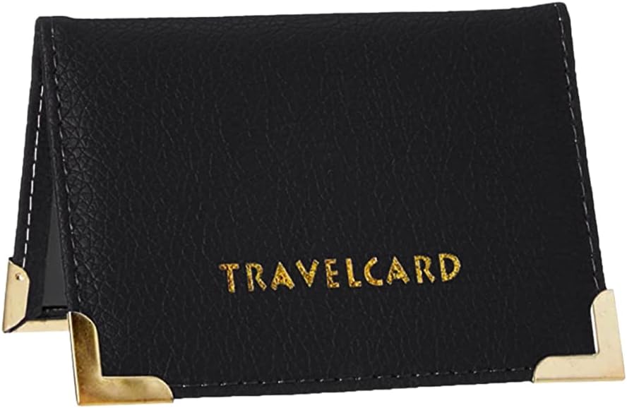 TICHI Black Soft Leather Travel Card Bus Pass Credit Card ID Card ...