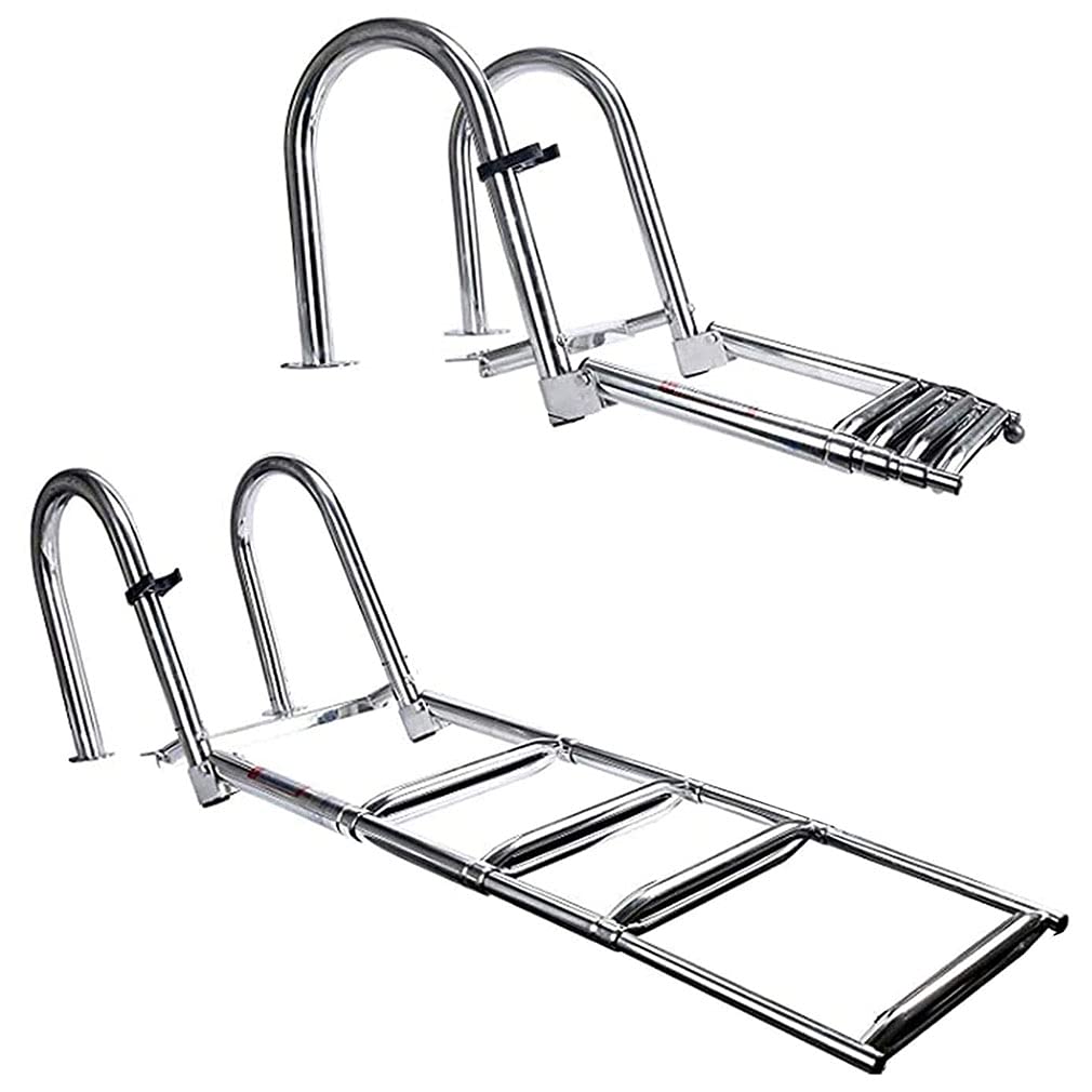 Buy Stainless Steel 4 Step Folding Ladder For Fishing Boat, Heavy Duty ...