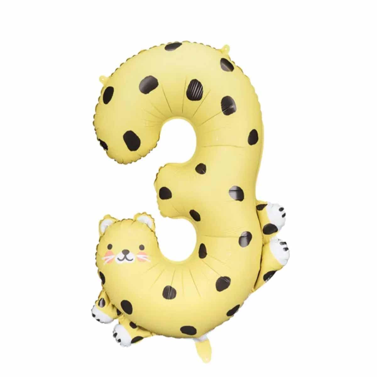 Cheetah Foil Balloon Number 3, Animal 3rd Birthday Balloon Decoration ...