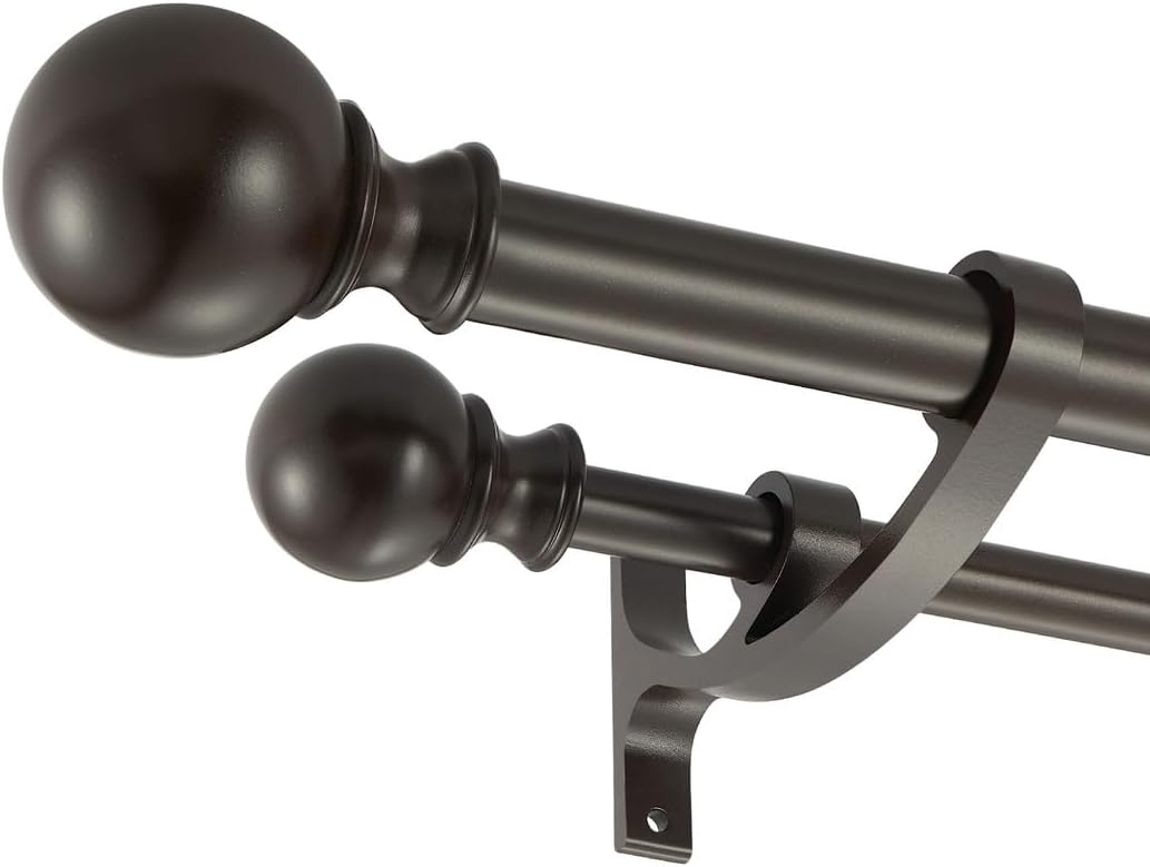 Amazon.com: Brown Double Curtain Rods - 48 to 84 Inch, Decorative ...
