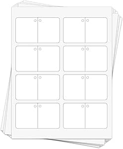 Amazon.com : 80 Printable White Cardstock Folding Hang Tags with Holes ...