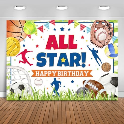 Amazon.com : Mocsicka Sports Happy Birthday Backdrop All Star Boys ...