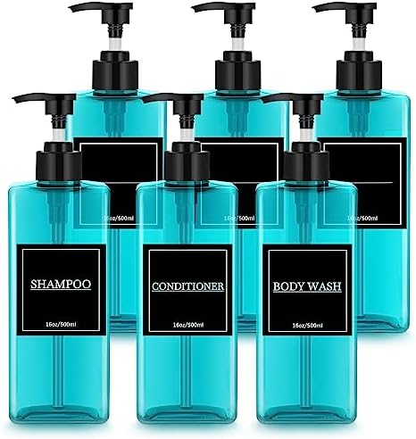 Amazon.com: Stylish Shampoo and Conditioner Dispenser Set of 3 - Modern ...