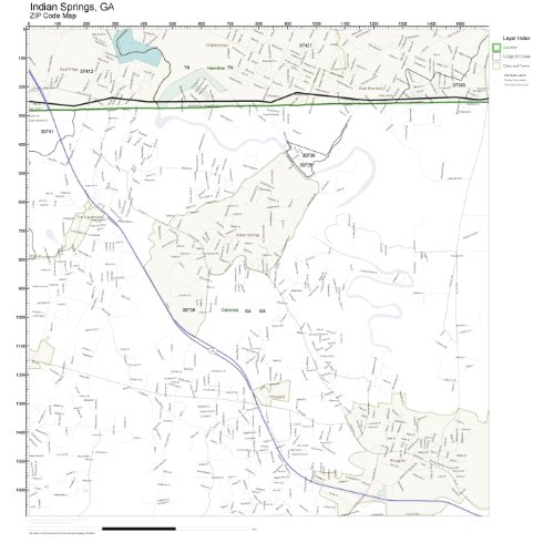 Amazon.com : ZIP Code Wall Map of Indian Springs, GA ZIP Code Map ...