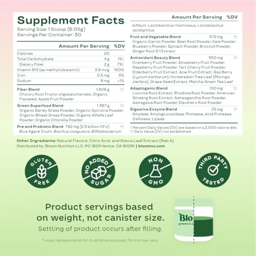 Bloom Nutrition Greens and Superfoods Powder for Digestive Health ...