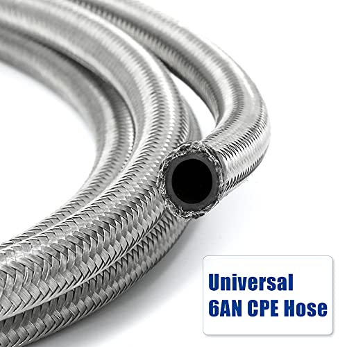 Snapklik.com : Fuel Line Hose 10FT 6AN 3/8 Universal Silver Stainless ...