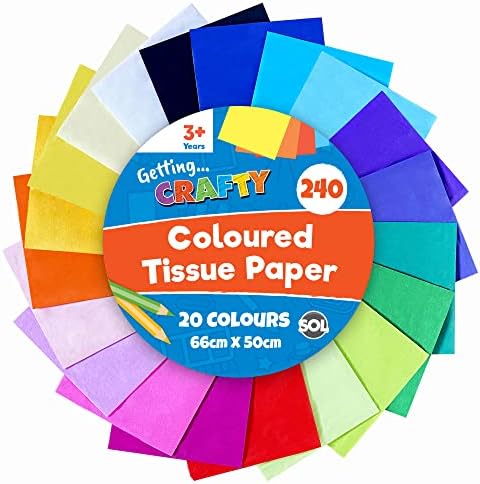 20pk Coloured Tissue Paper for Wrapping Gifts | 66cm x 50cm Coloured ...