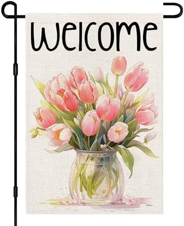 Amazon.com : Welcome Spring Floral Garden Flag 12x18 Double Sided ...