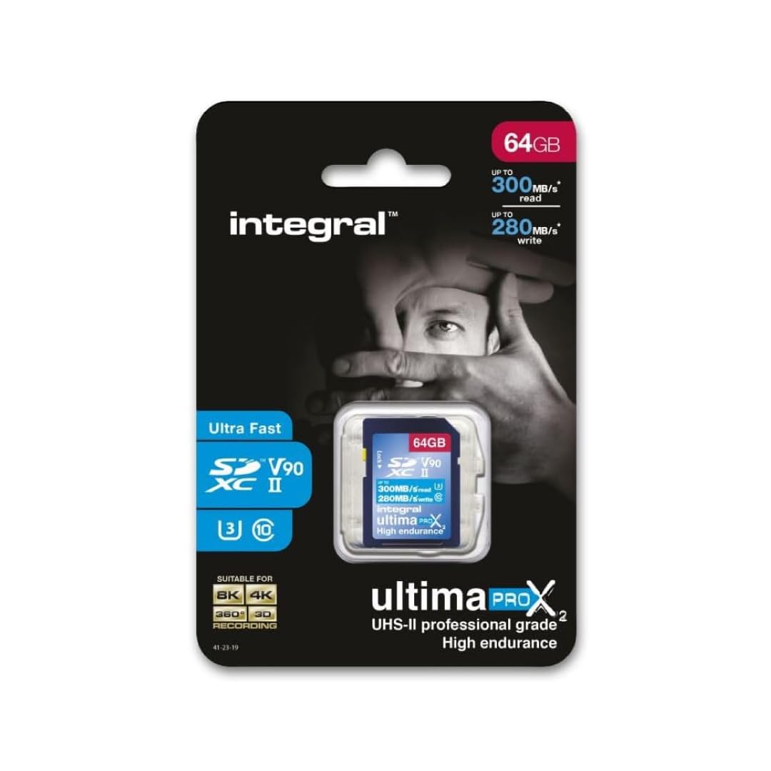 Integral 64GB UHS-II SD Card V90 Up to 300MBs Read and 280MBs Write ...