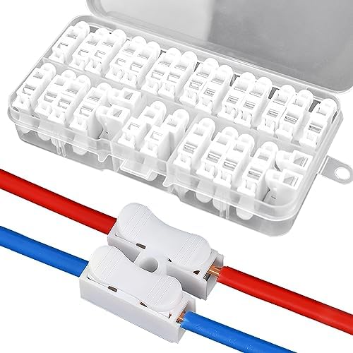 Push Wire Cable Connector,50 Pcs 10A 220V 2 Pin Push-in Spring Loaded ...