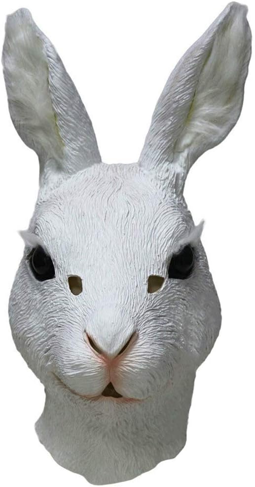 Amazon.com: HENGYUTOYMASK White Rabbit Bunny Head Mask Latex Full Head ...