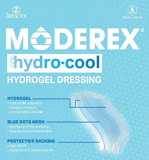 Buy MODEREXHydrocool Hydrogel Dressing Sheet for burns, necrotic wounds ...