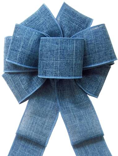 Amazon.com: 8" Linen Stonewash Blue Rustic Wreath Bows by Alpine ...