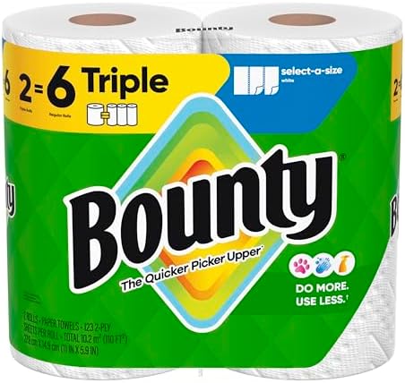 Amazon.com: Bounty Select-A-Size Paper Towels, White, 2 Triple Rolls ...