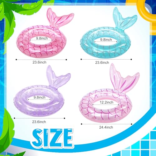 Snapklik.com : 4 Pcs Mermaid Swimming Ring Mermaid Tail Pool Floats ...