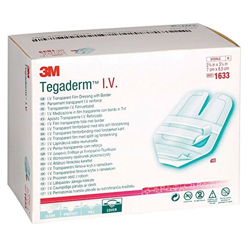 Tegaderm 1635 Lot de 50 pansements I,V 3M 8,5 cm x 10,5 cm Transparent ...