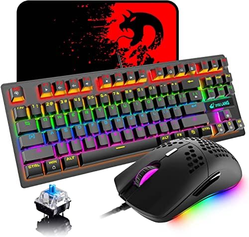 Amazon.com: Mechanical Gaming Keyboard and Mouse, 98 Keys LED Backlit ...