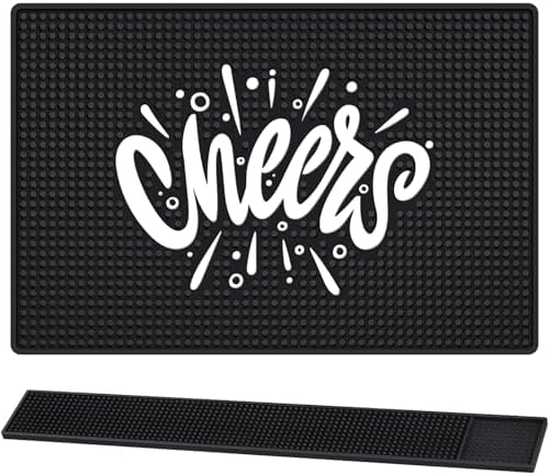 Amazon.com: 2 Pcs 18"x12" Cheers Rubber Bar Mat for Bartending with 24 ...