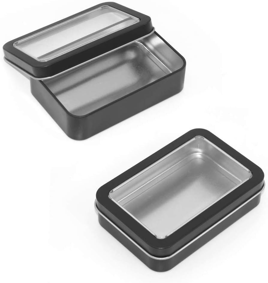 Amazon.com - Square Metal Tin Box Storage Containers with Windowed Lids ...