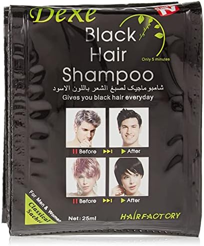 Amazon.com : Dexe Black Hair Shampoo for Men and Women - 10 packets ...