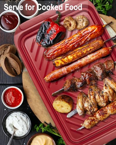 KAQAHIDO Grilling Prep and Serve Trays, BBQ Platter for Raw Meat ...
