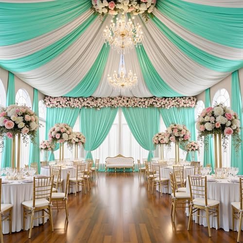 Amazon.com : 2 Panels 5ft(W) x 20ft(H) Mint Green Ceiling Drapes for ...