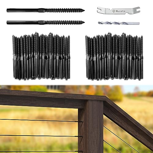 Snapklik.com : 60Pack 1/8" Black Swage Lag Screws Left & Right Cable ...