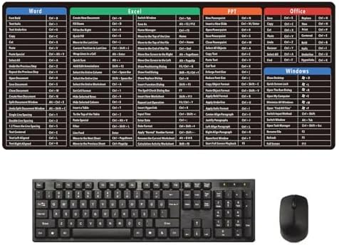 Tyqour Excel Shortcut Desk Mat 26x21x0.3 cm Keyboard Excel Shortcuts ...