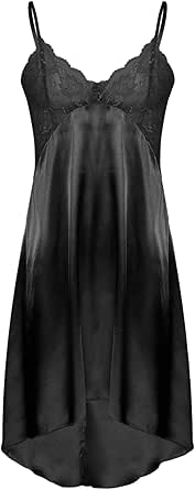 Sxiwei Men Satin Nightgown Pajamas Lace Sissy Dress Nightshirt Long ...