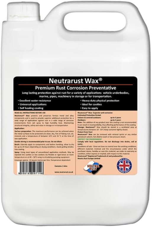 Neutrarust Wax® car underbody rust corrosion protection - 1 Litre ...