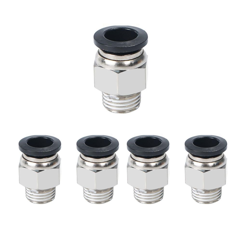 5 Pcs Pneumatic Fittings, Black Male Straight Quick Air Hose Connectors ...
