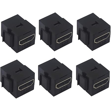 VCE HDMI Female Keystone Coupler, 6-Pack HDMI Keystone Jack Insert Gold ...