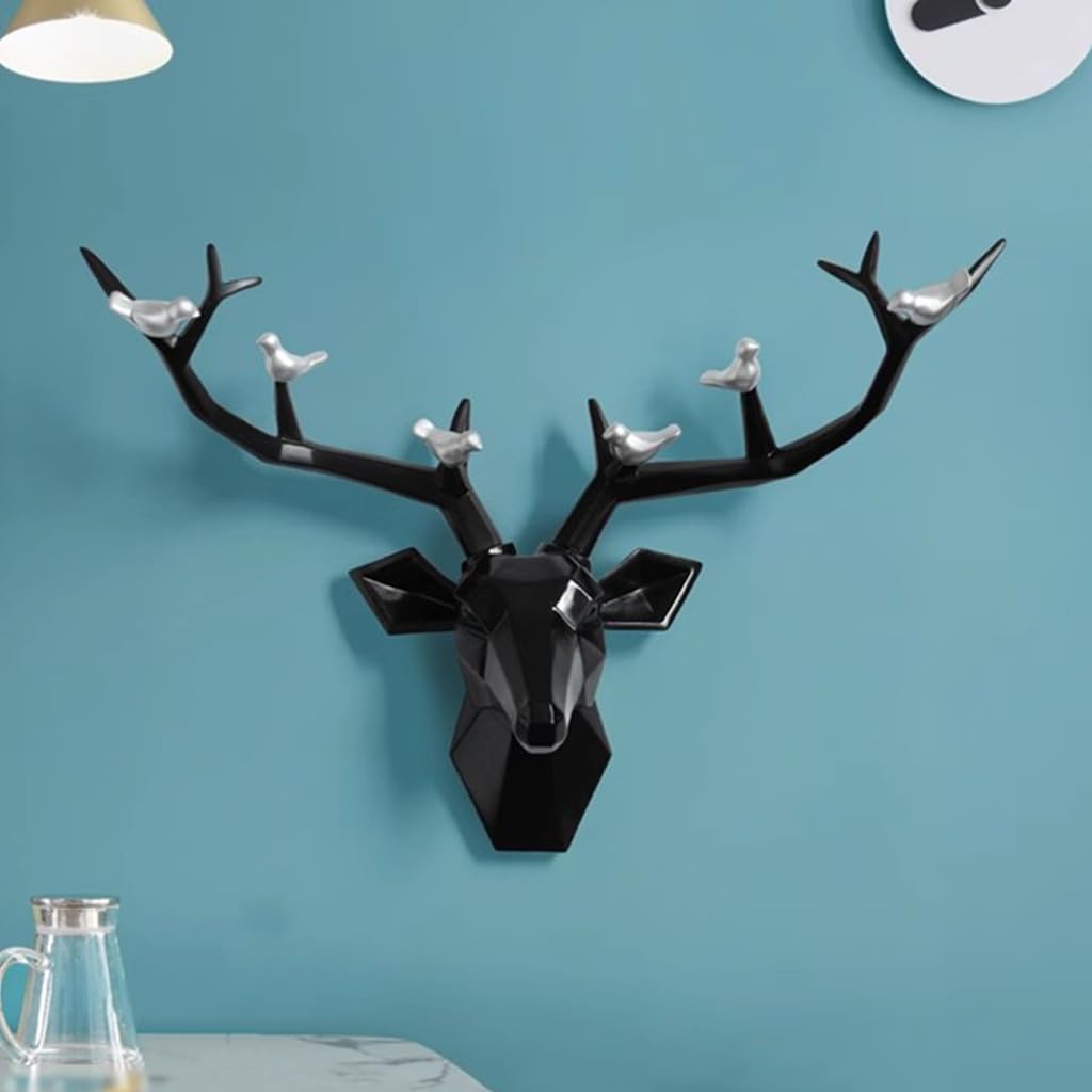 Deer Head Wall Decor Geometric Rustic Wall Mounted Deer Head, Faux ...