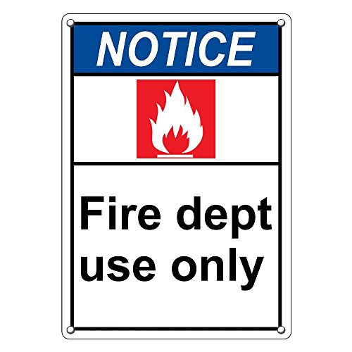 Weatherproof Plastic Vertical ANSI Notice Fire Dept Use Only Sign with ...